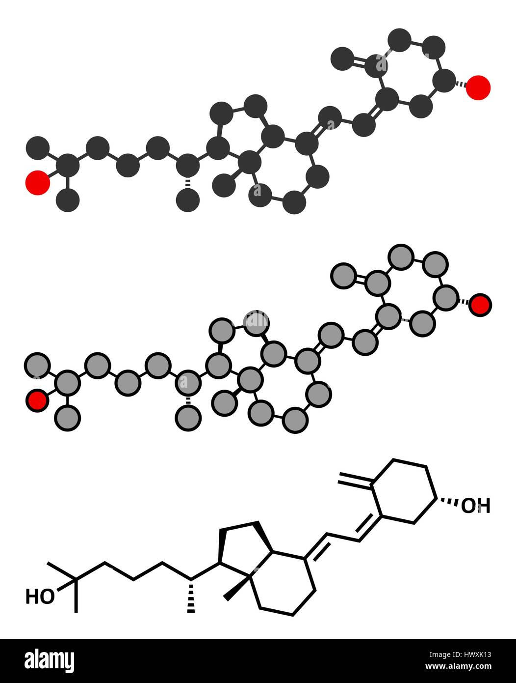 Calcifediol (calcidiol, 25-hydroxyvitamin D) molecule. Blood marker of ...