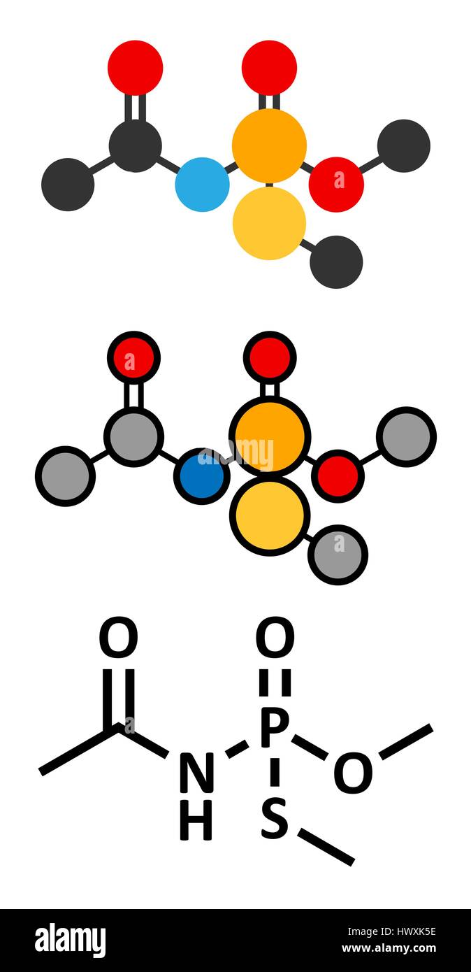 Acephate insecticide molecule. Stylized 2D renderings and conventional ...