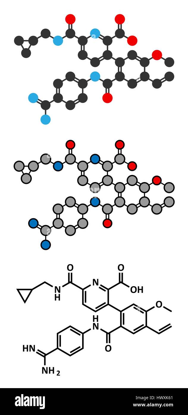Avoralstat hereditary angioedema (HAE) drug molecule. Stylized 2D ...