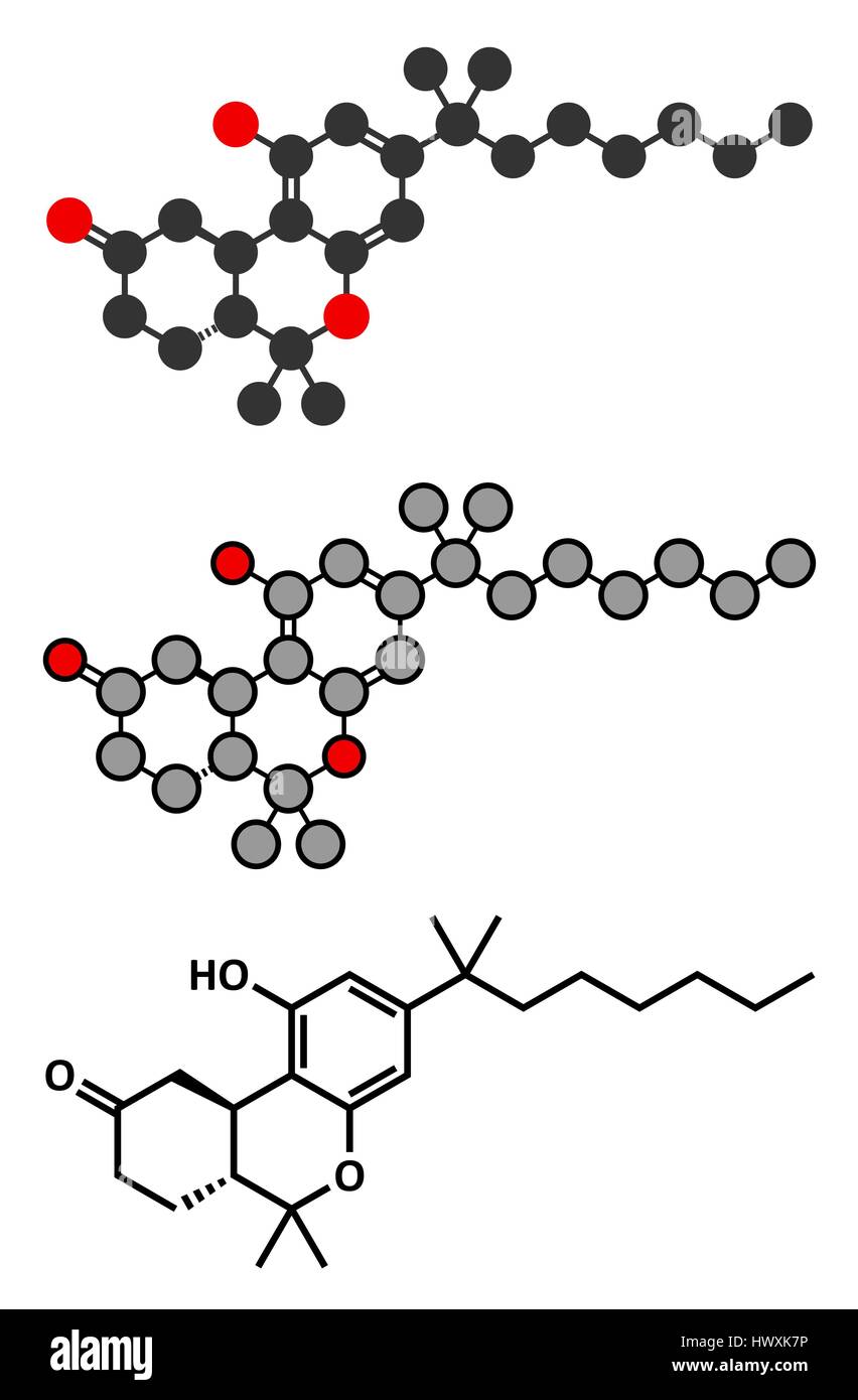 Nabilone antiemetic drug molecule. Analog of Cannabis compound THC ...