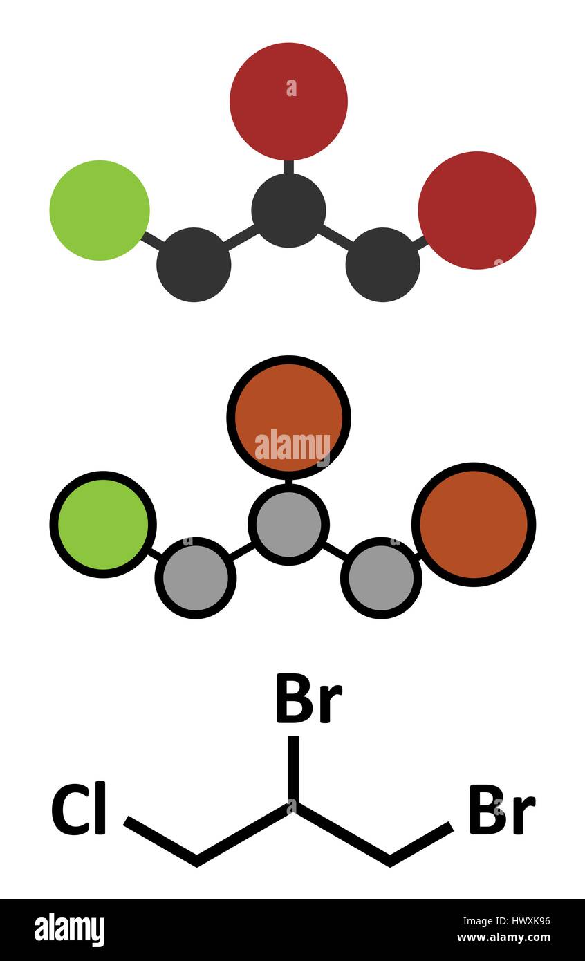 Dibromochloropropane (DBCP) soil fumigant molecule. Nematicide used in ...