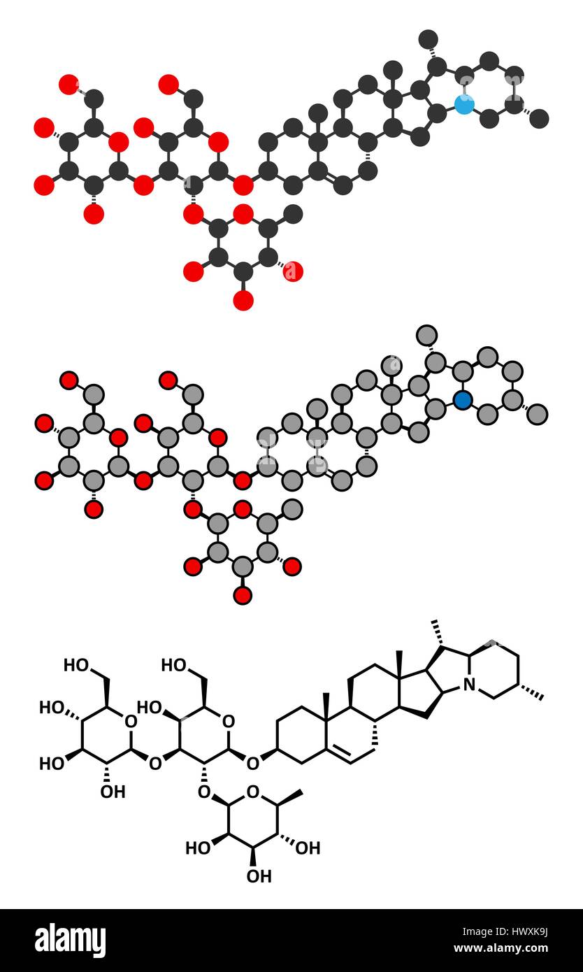 Solanine nightshade poison molecule. Present in potatoes, especially in ...