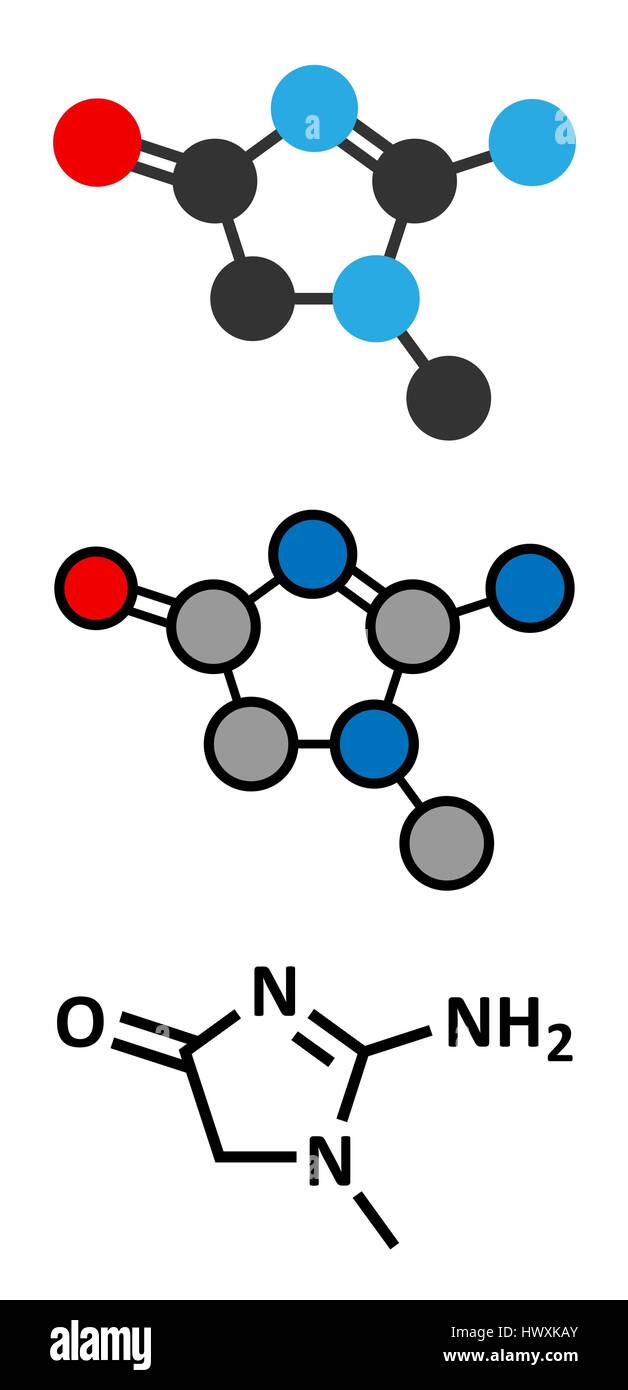 Creatinine molecule. Creatine breakdown product. Creatinine clearance ...