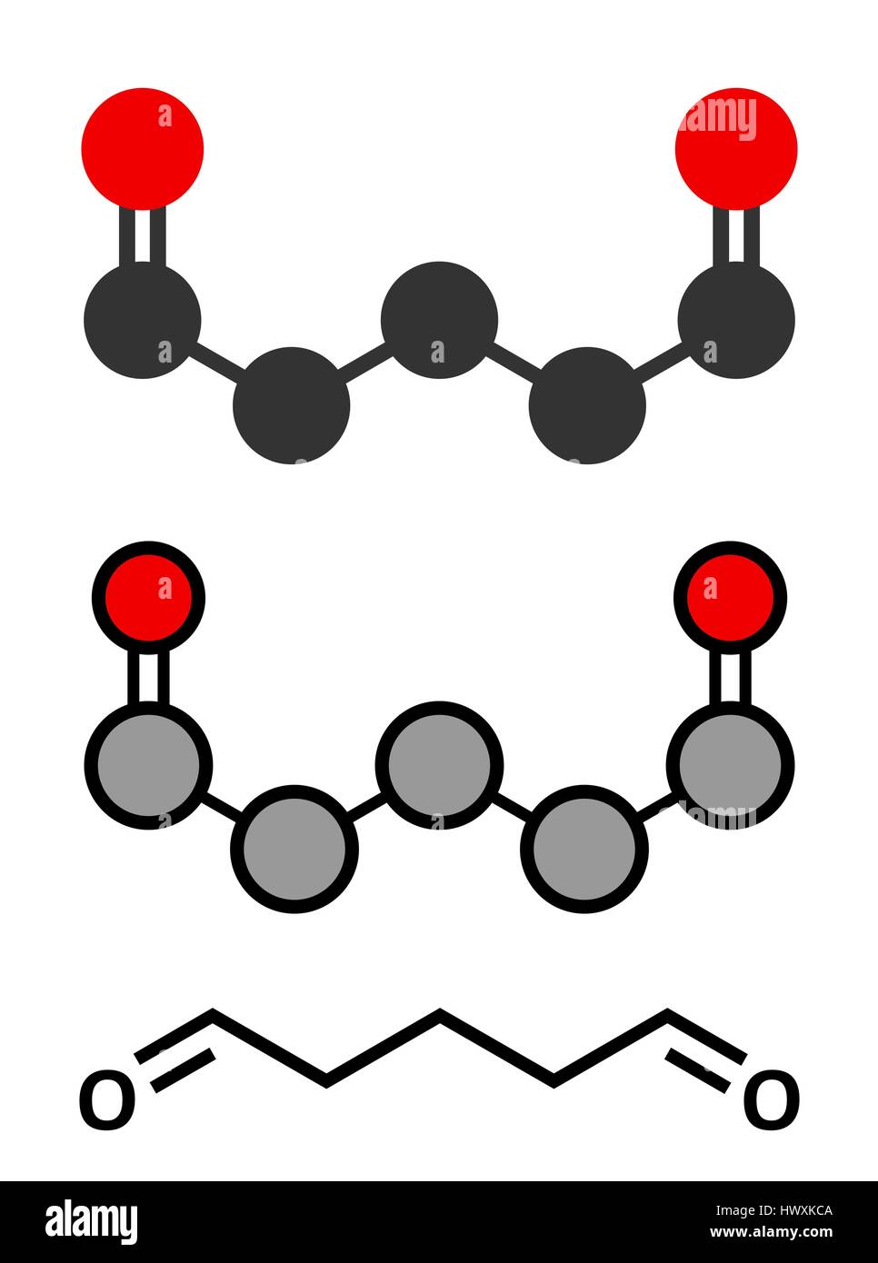 Glutaraldehyde (glutaral) disinfectant molecule. Used in disinfection ...