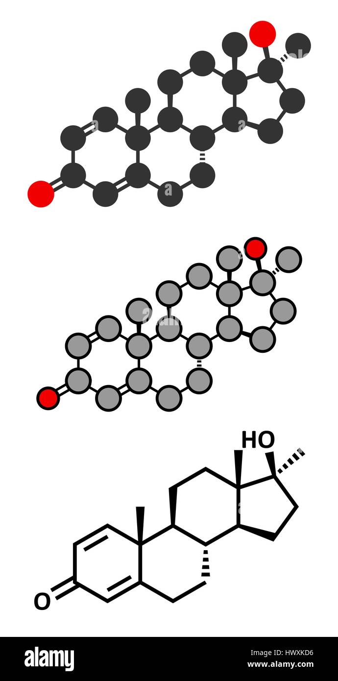 Methandrostenolone (metandienone) anabolic steroid drug. Stylized 2D ...