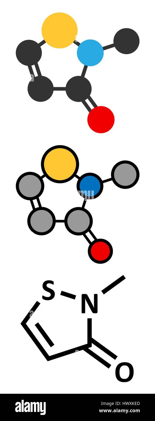Methylisothiazolinone (MIT, MI) preservative molecule. Often used in ...