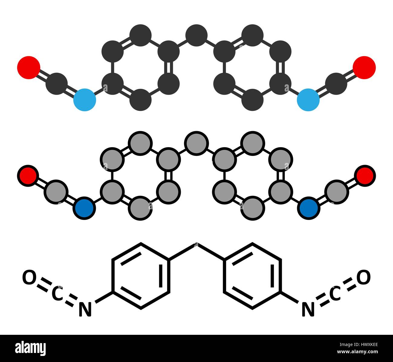 Methylene diphenyl diisocyanate molecule (MDI), polyurethane (PU ...