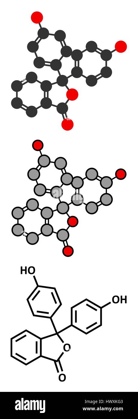 Phenolphthalein indicator molecule. Used in acid base titrations and as ...