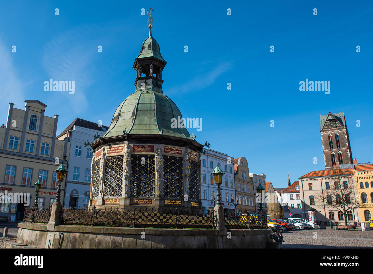Wismar,Hansestadt,architecture,, building, center, city, fountain ...