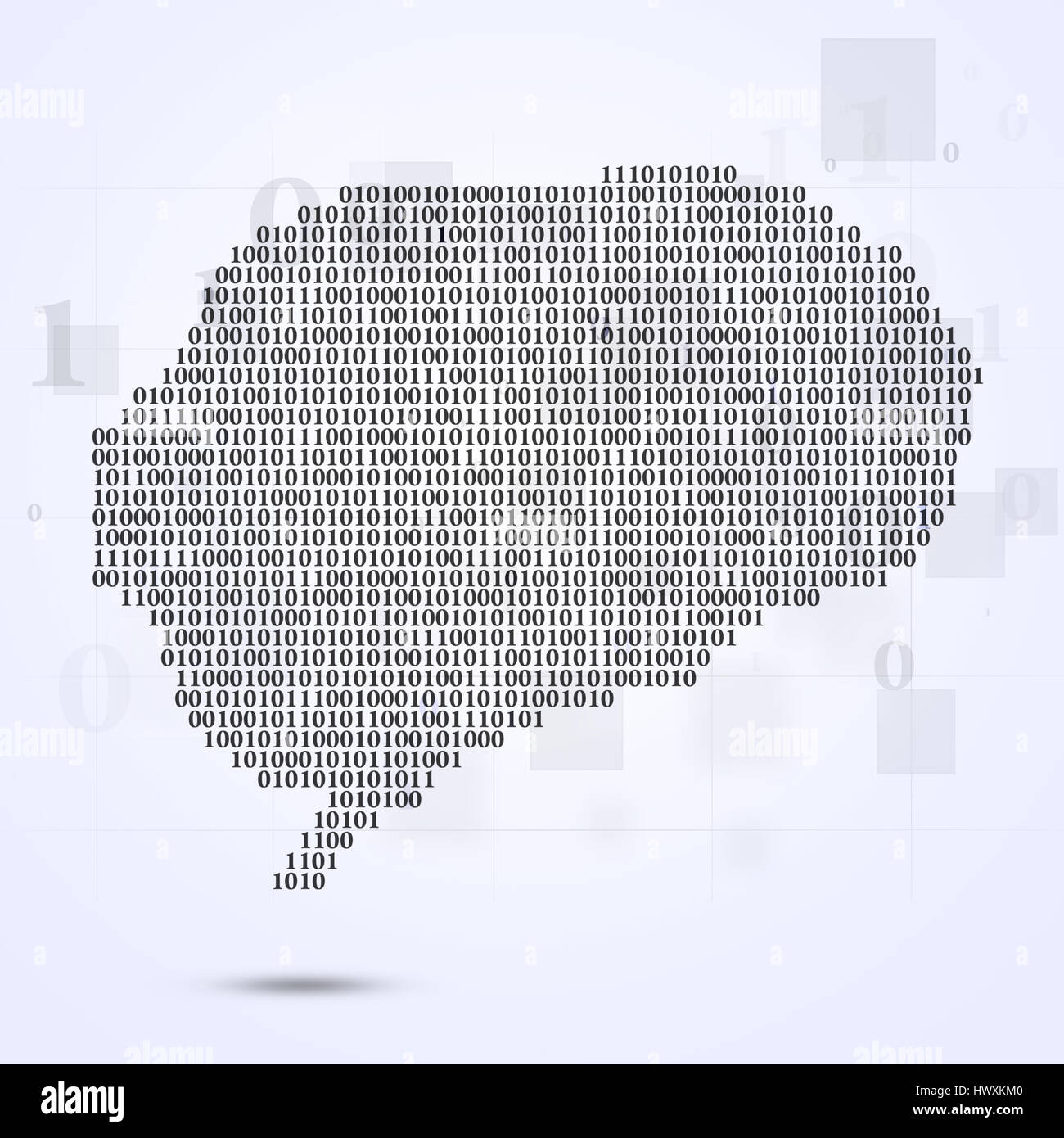 abstract binary code brain concept technology bright background Stock ...