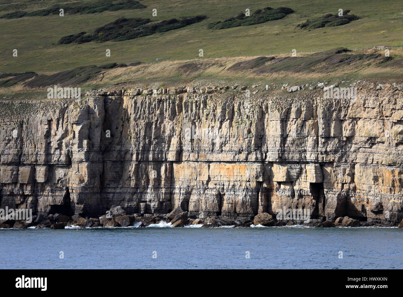 Cliff structures and rock striations near Durlston Head, Swanage on the ...