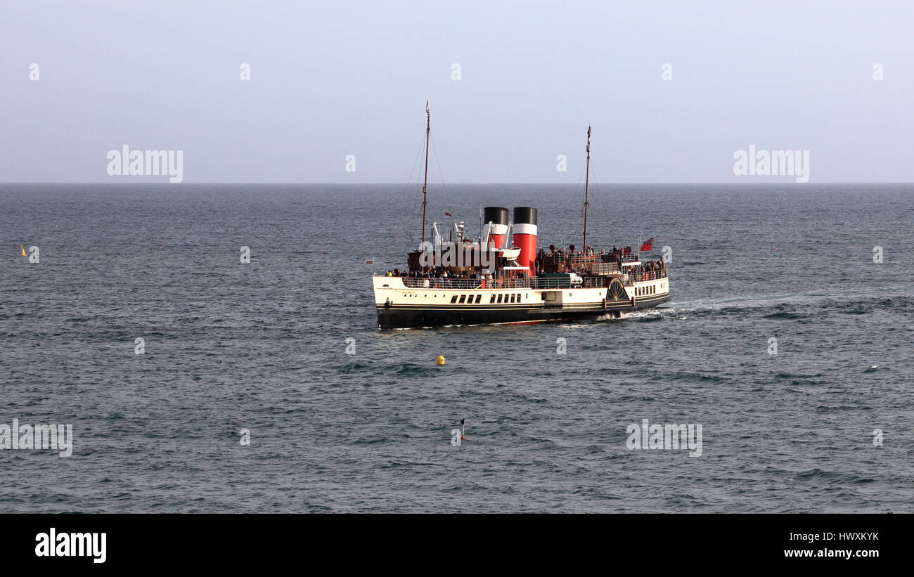 PS Waverley passenger carrying paddle steam ship approaches pier at ...