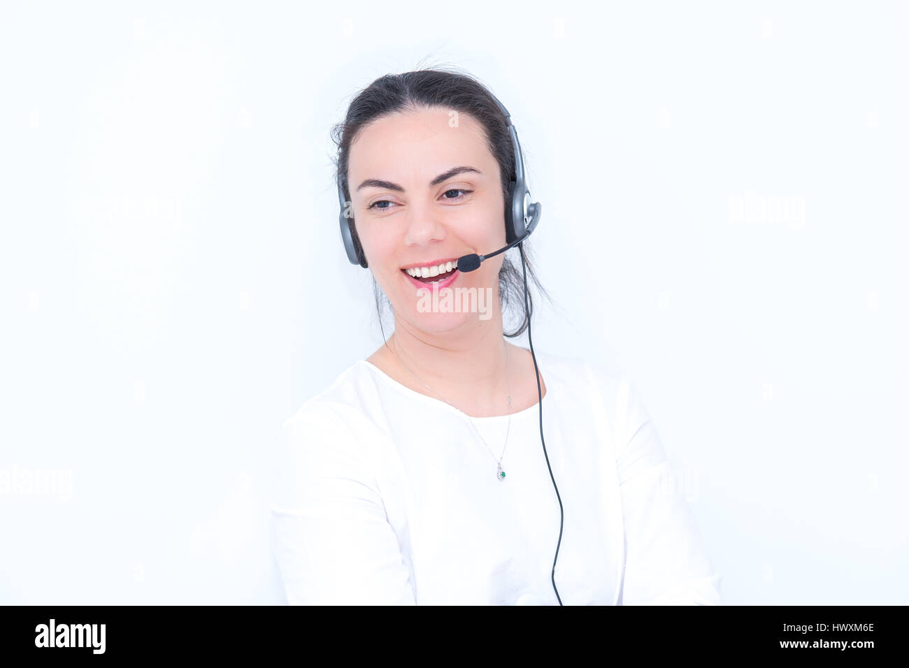 woman smiling call center Stock Photo - Alamy