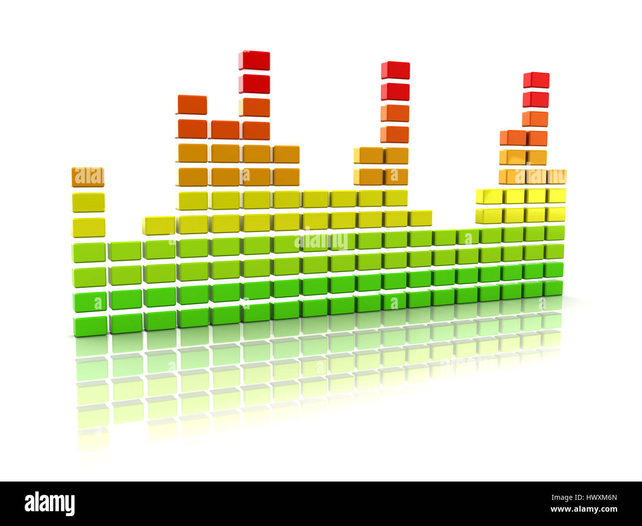 Abstract 3d illustration of music spectrum over white Stock Photo - Alamy