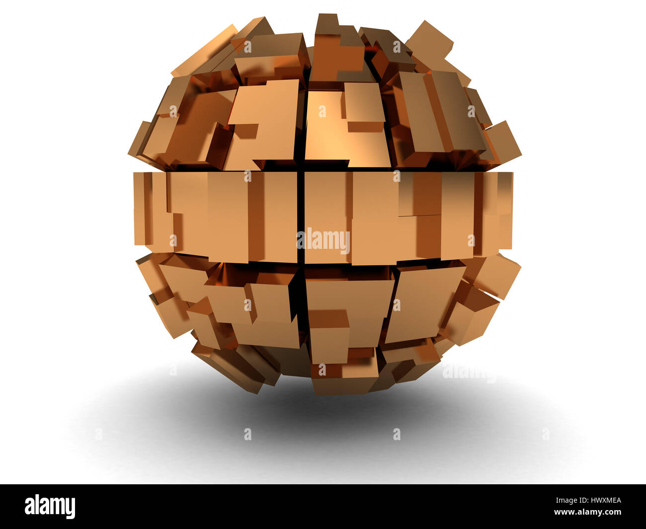 abstract 3d illustration of golden sphere built from blocks Stock Photo ...