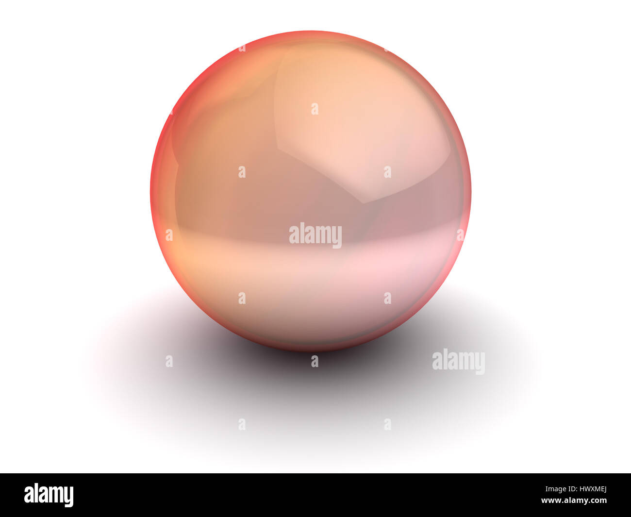 3d illustration of red glass sphere over white background Stock Photo ...