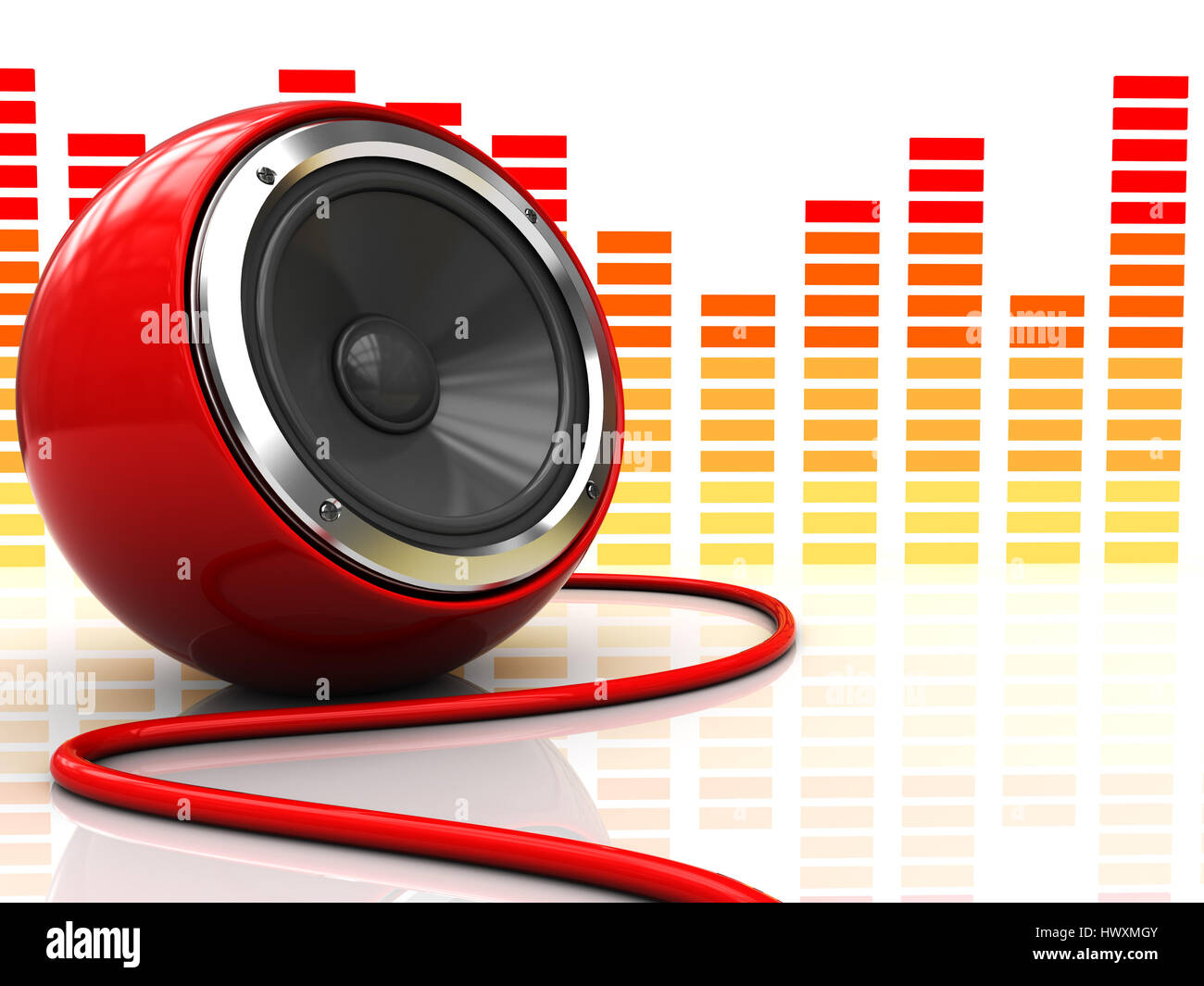 3d illustration of modern speaker over audio spectrum background Stock ...