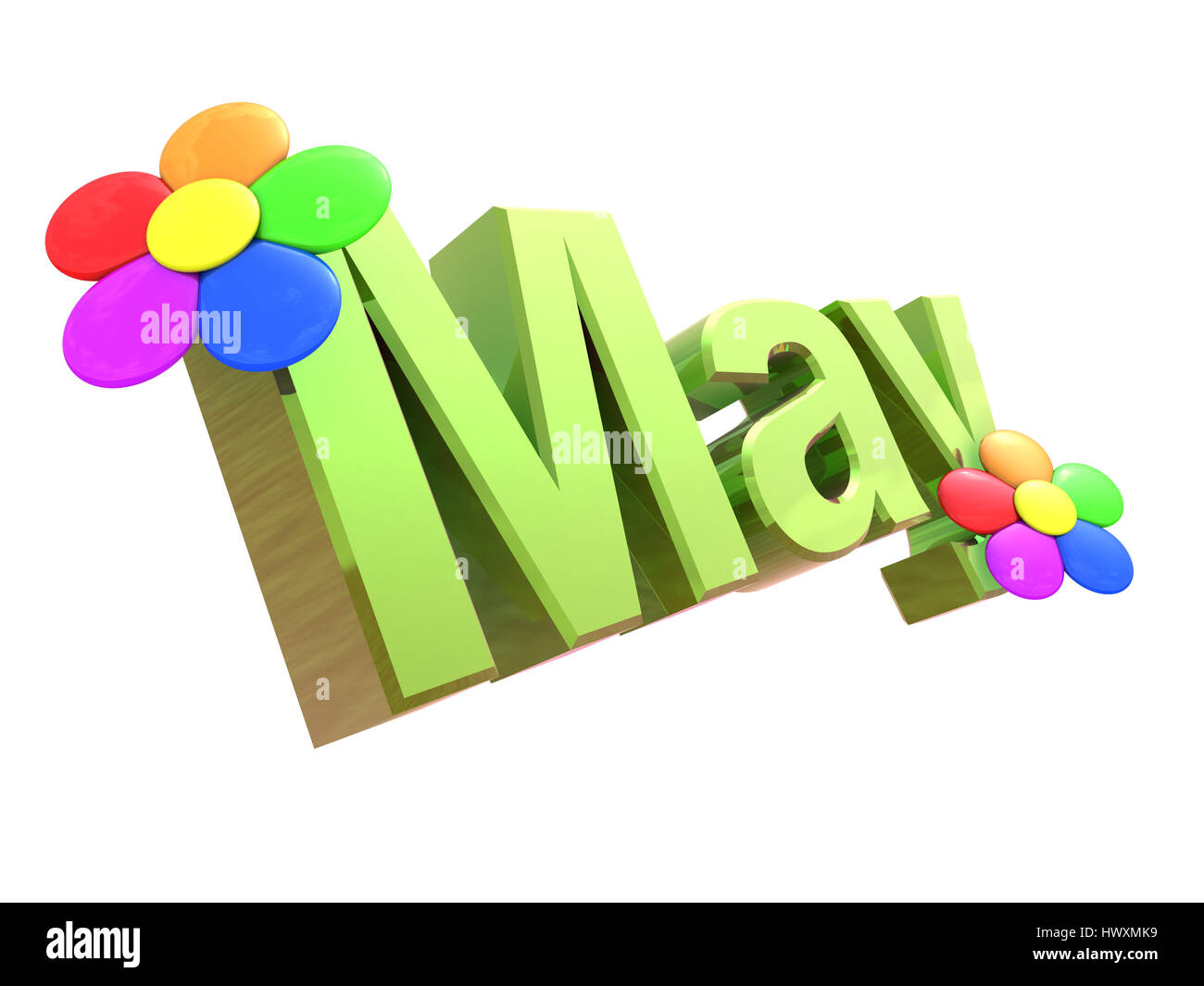 3d illustration of text 'May' with flowers, isolated over white ...