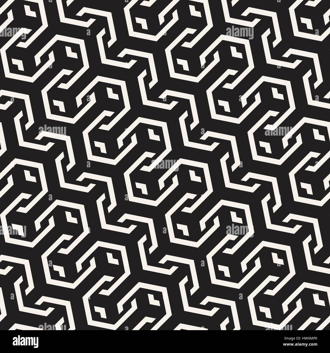 Vector Seamless Interlacing Lines Pattern. Repeating Geometric Background With Hexagonal Lattice ...