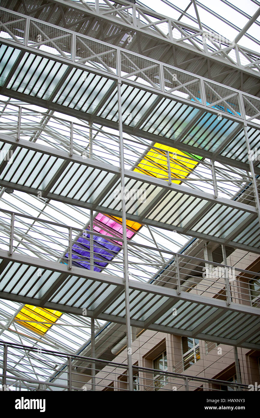 Interior of the modern Uni Mail at the University of Geneva in ...
