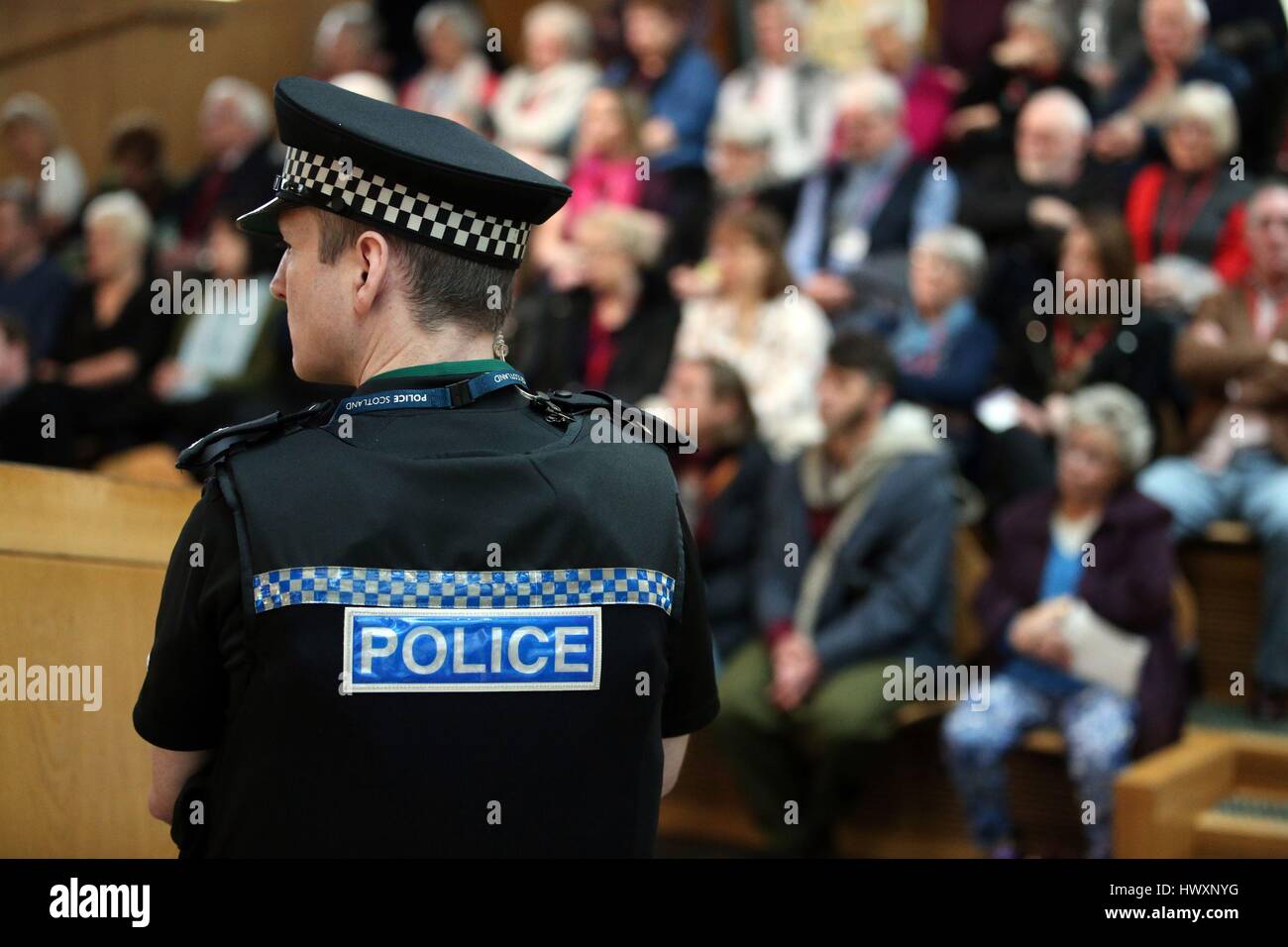 Police presence in the main chamber during First Minister's Questions ...