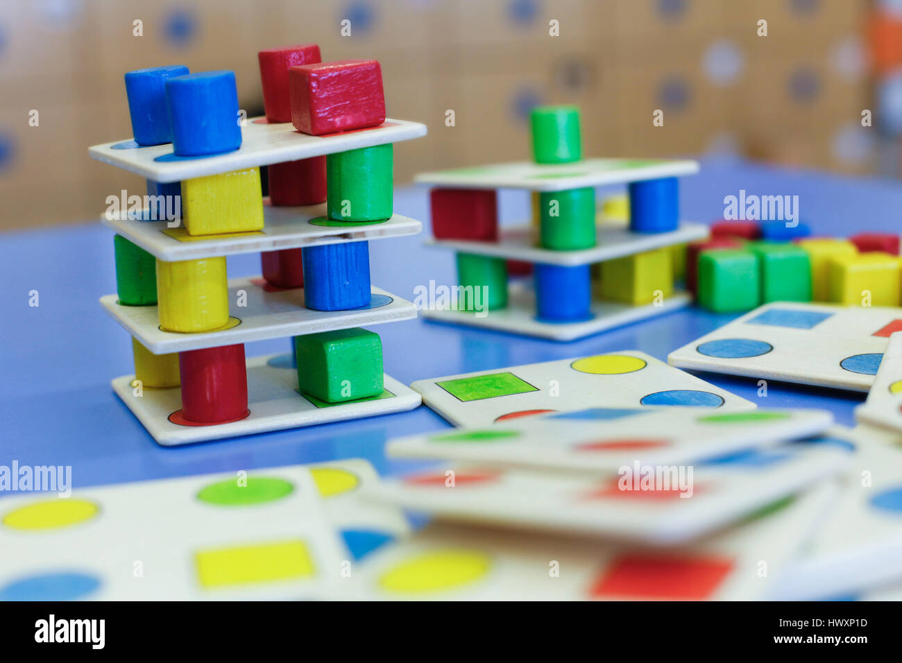 Do-it-yourself educational wooden colorful game, made for stacking ...