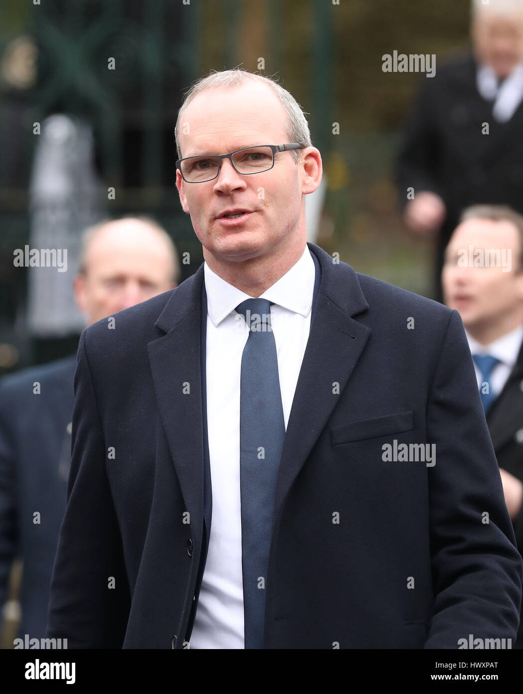 Fine Gael politician Simon Coveney arriving for the funeral of Northern ...