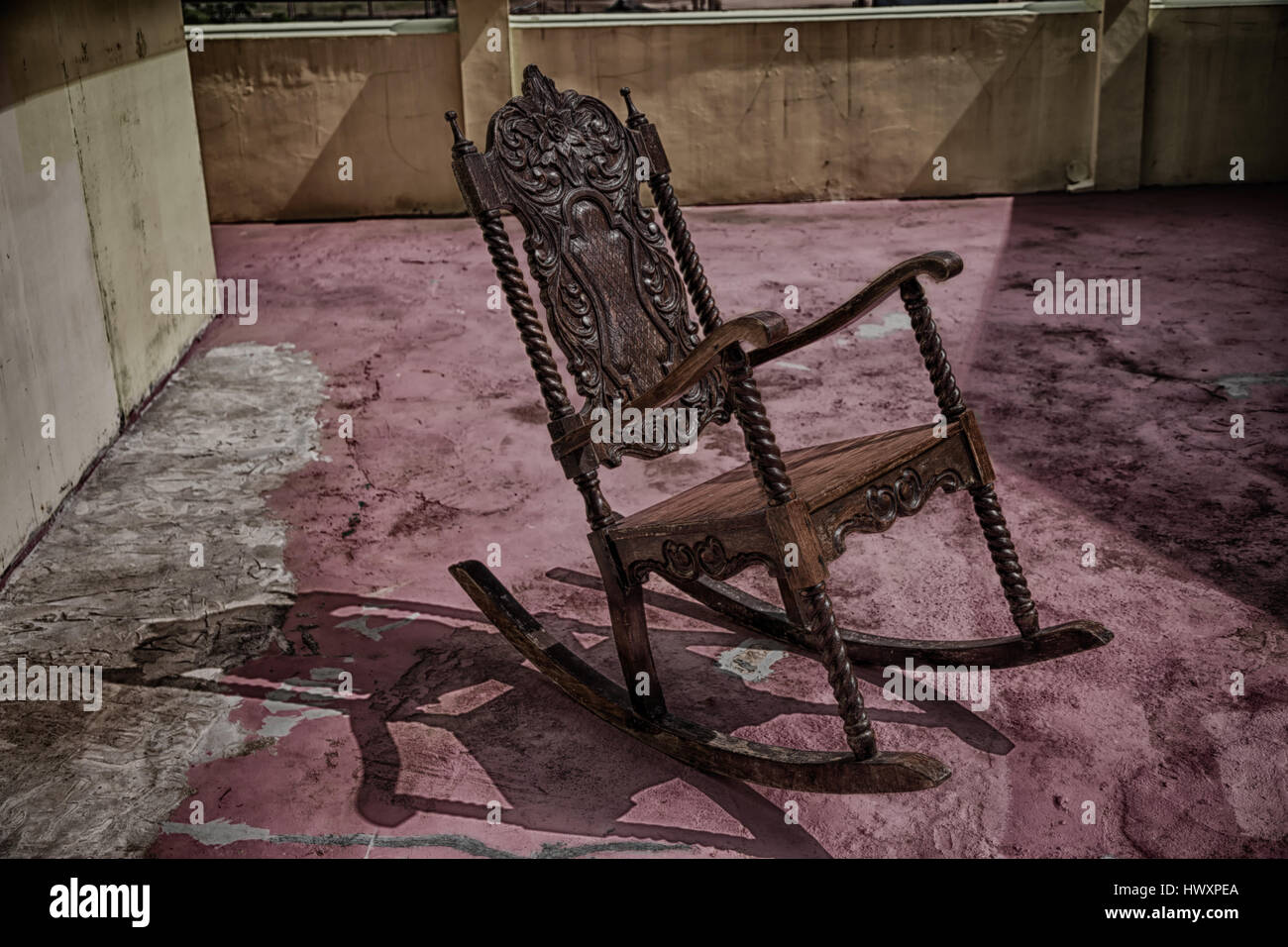 in philippines old dirty terrace whith rocking chair empty Stock Photo ...