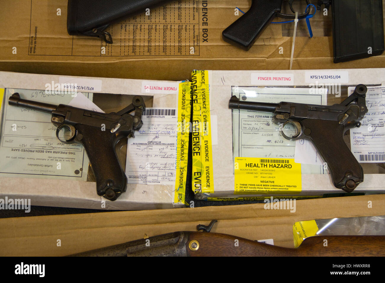 Firearms displayed at Suffolk Constabulary HQ, the largest recovery in ...