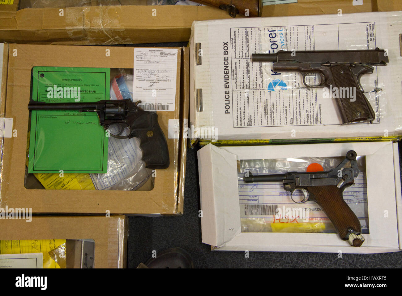 Firearms displayed at Suffolk Constabulary HQ, the largest recovery in ...