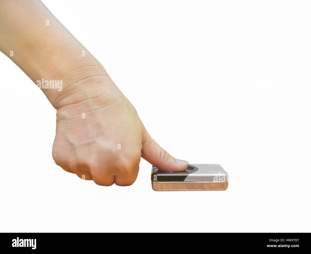 Isolated hand scanprint time record on white background Stock Photo - Alamy