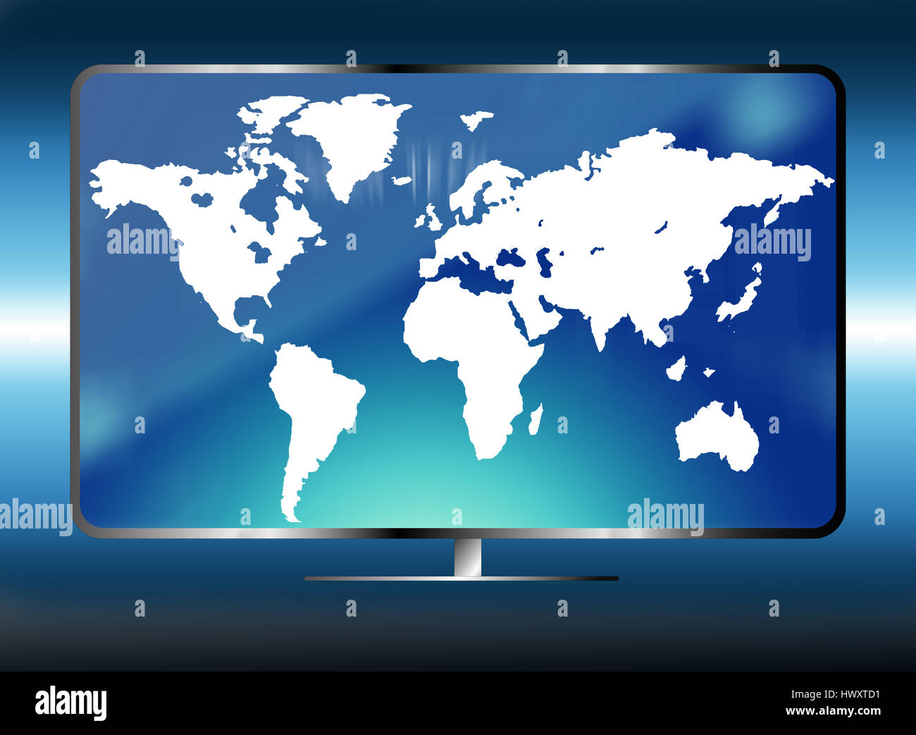 World map in the smart tv Stock Photo - Alamy