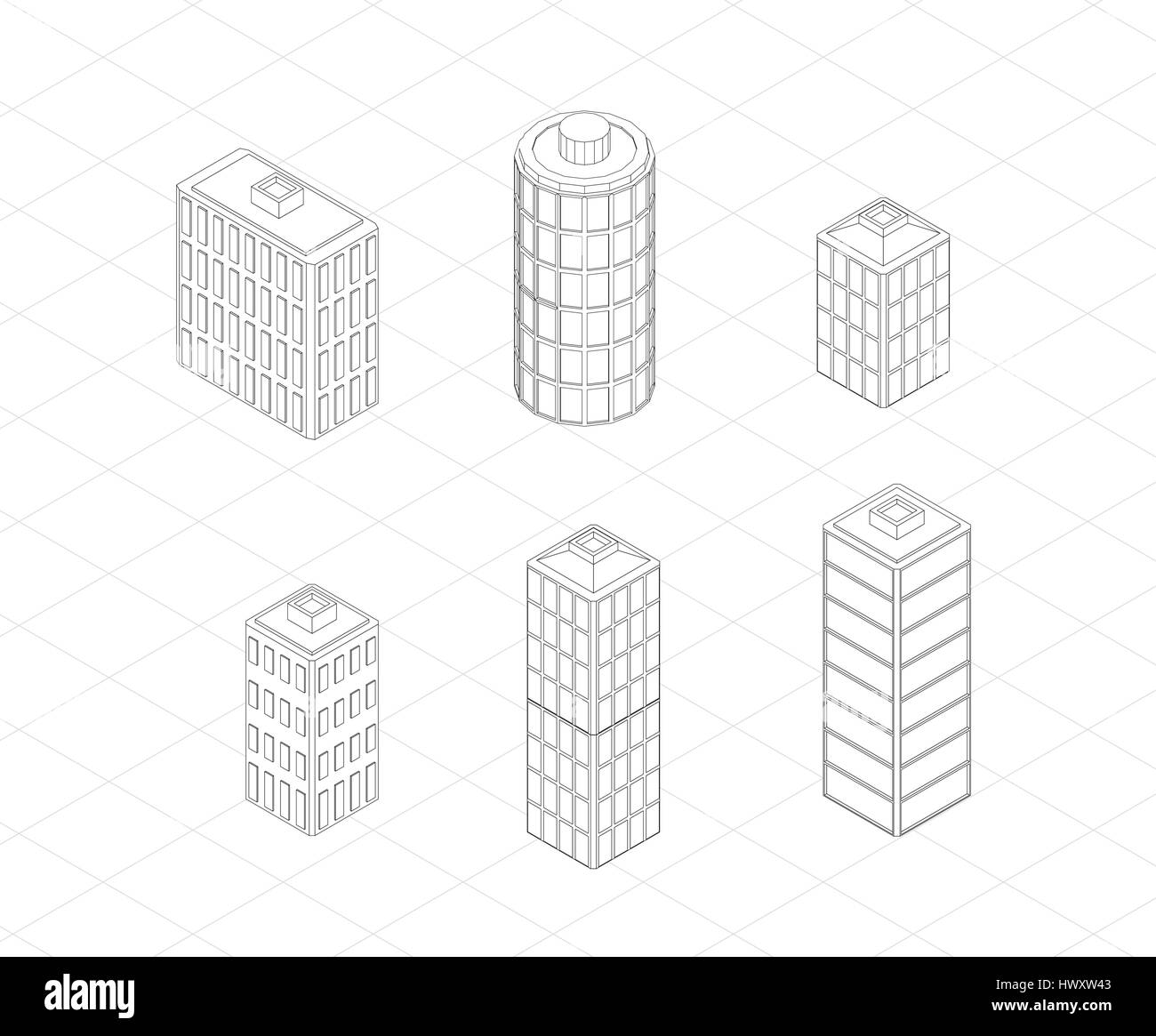 Vector isometric buildings set Stock Vector Image & Art - Alamy