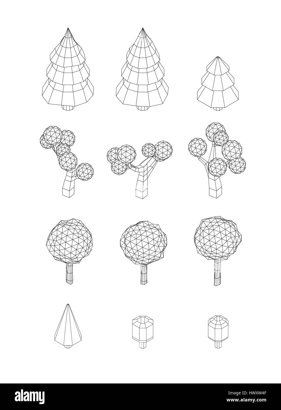 Isometric vector tree set. Landscape constructor kit Stock Vector Image ...