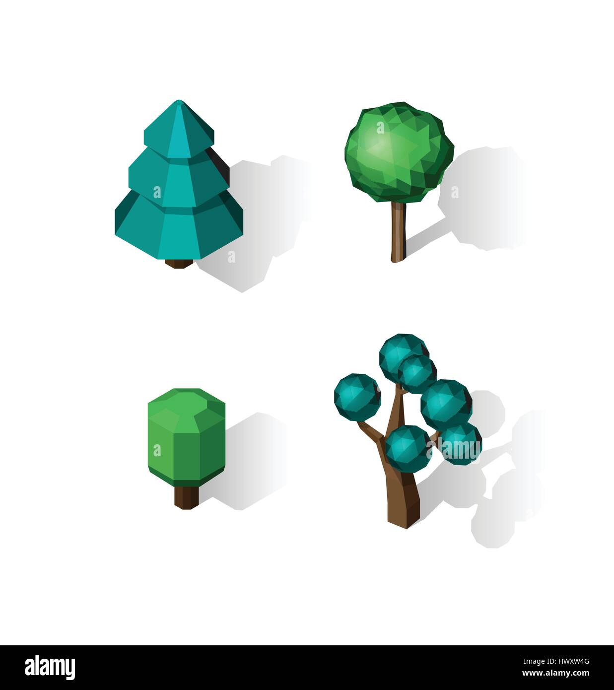 Isometric vector tree set. Landscape constructor kit Stock Vector Image ...