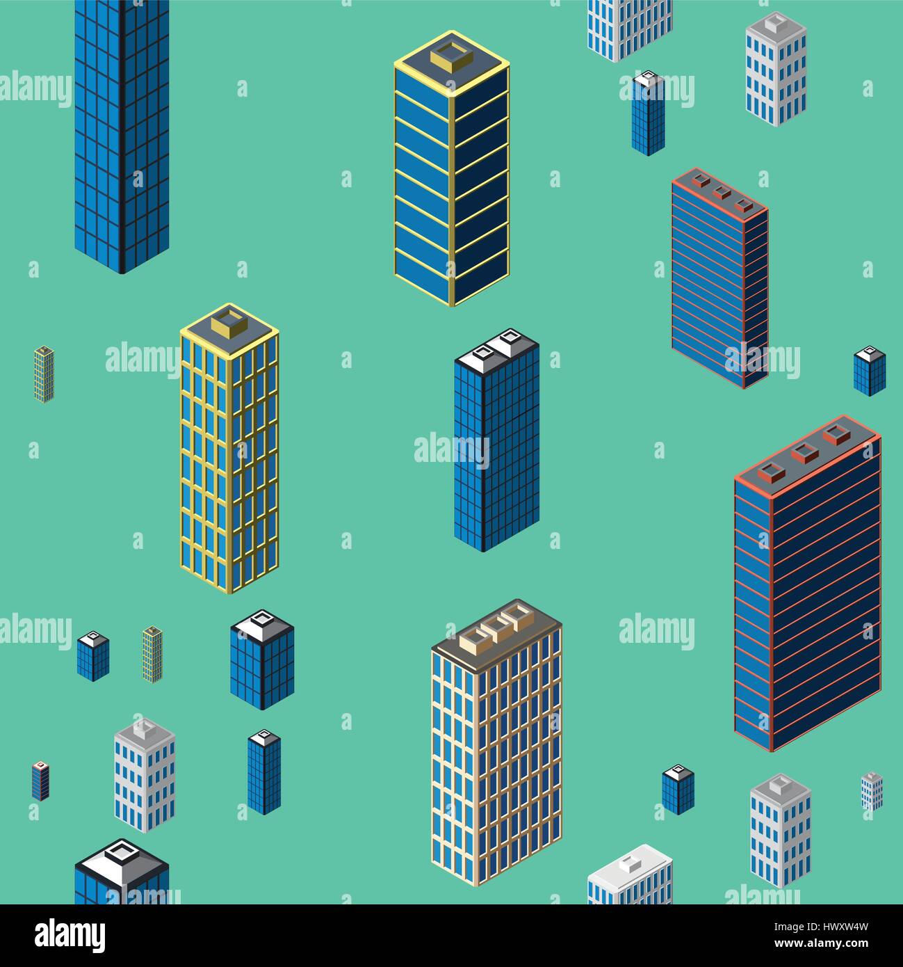 Isometric buildings seamless pattern Stock Vector Image & Art - Alamy