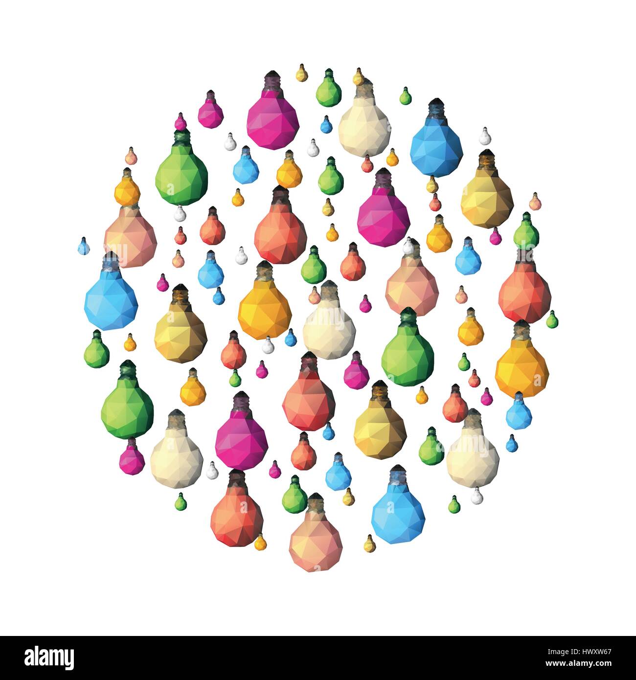 low poly light bulb. Circle composition Stock Vector Image & Art - Alamy