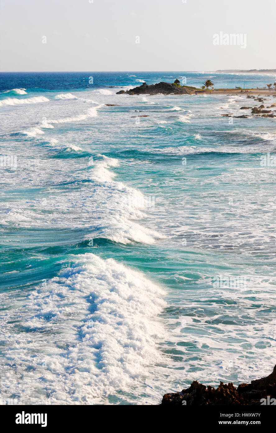 Waves on Cozumel beach in Mexico Stock Photo - Alamy
