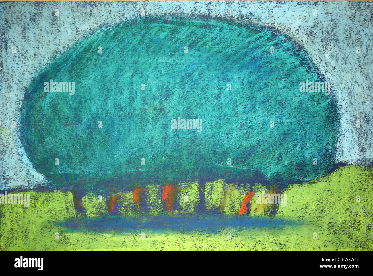 Pastel drawing of wood copse Stock Photo - Alamy