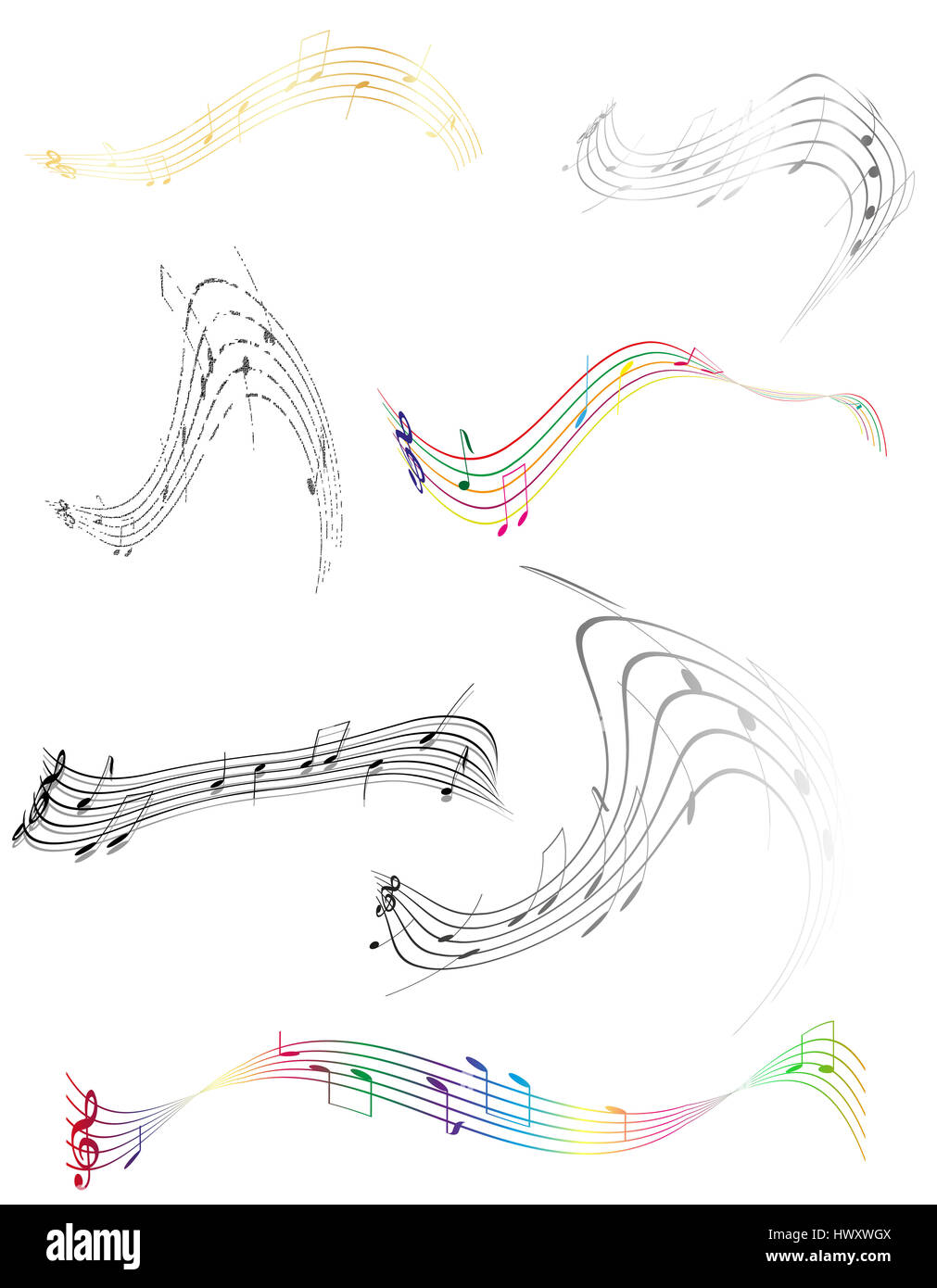 abstract musical notes stock illustration isolated on white background ...