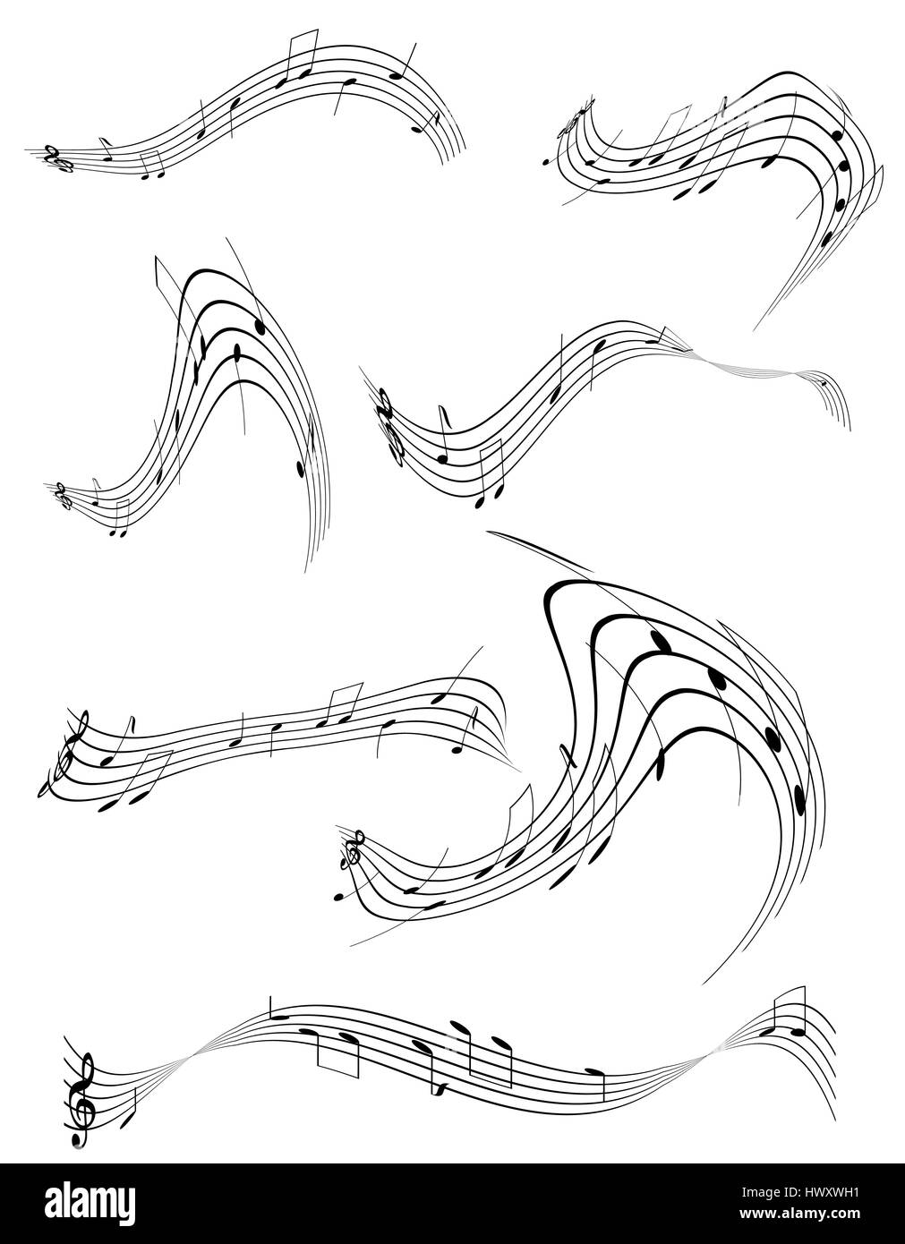 abstract musical notes stock illustration isolated on white background ...