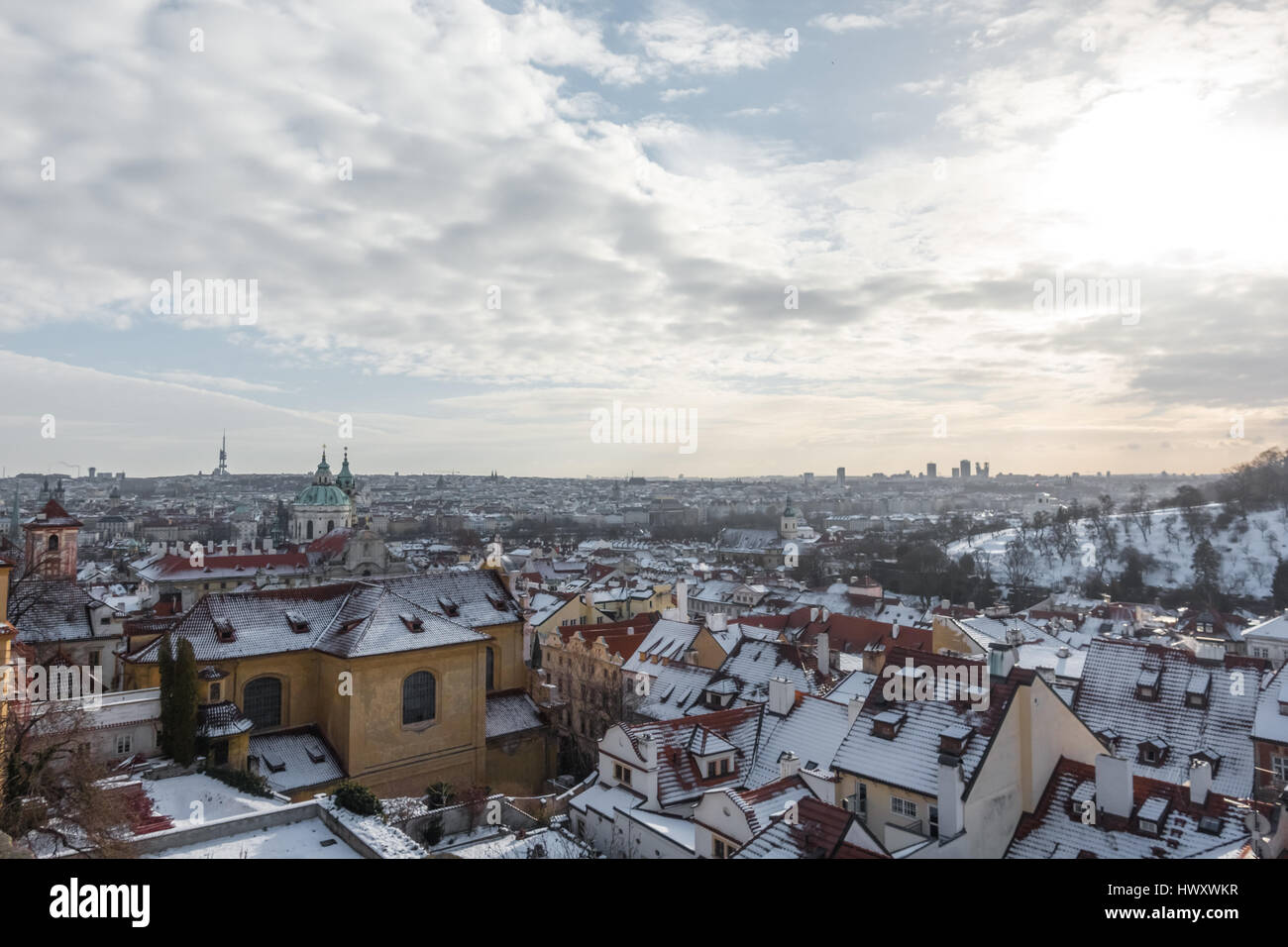 View of Prague under the snow in winter Stock Photo - Alamy