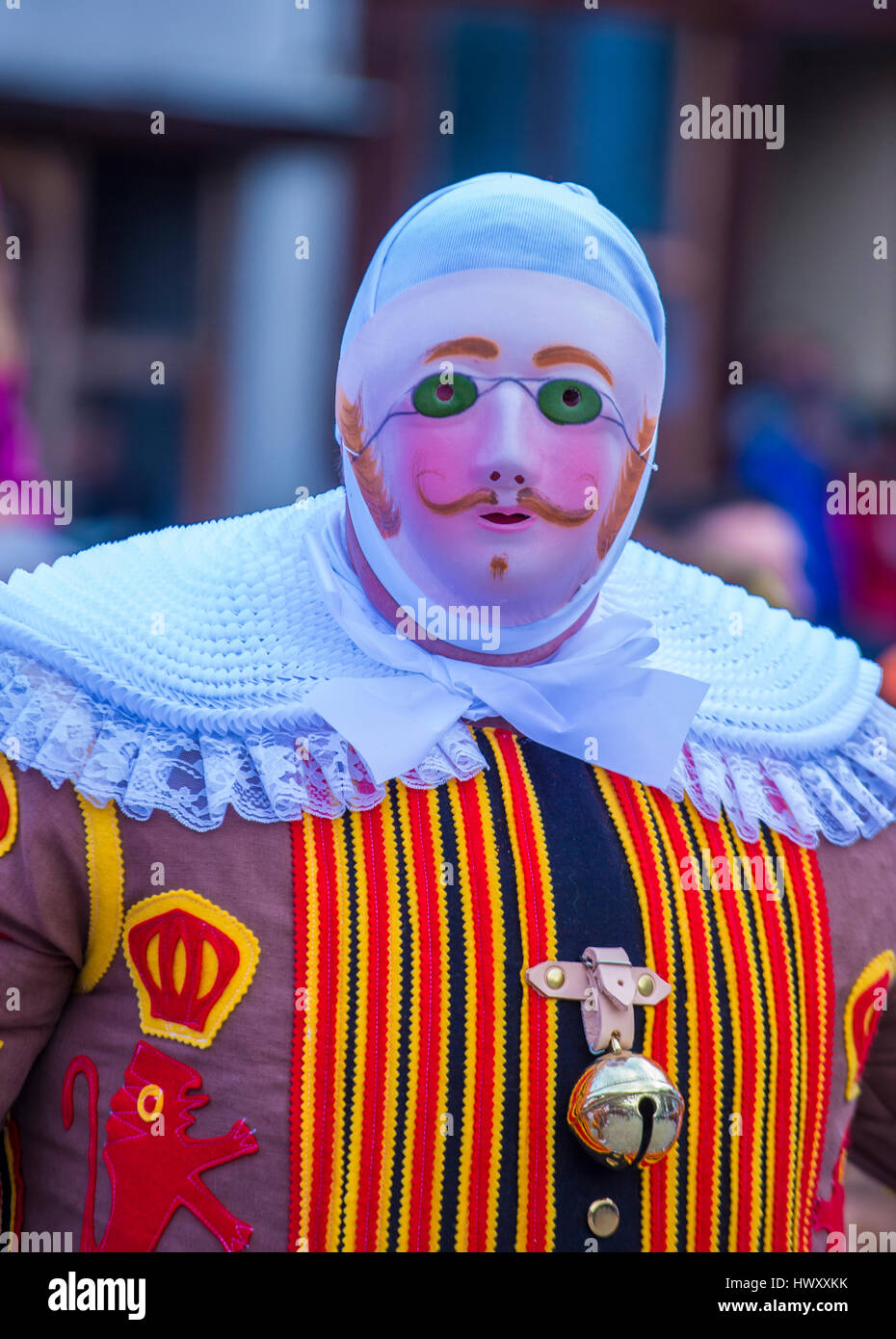 BINCHE , BELGIUM - FEB 26 : Participant in the Binche Carnival in ...