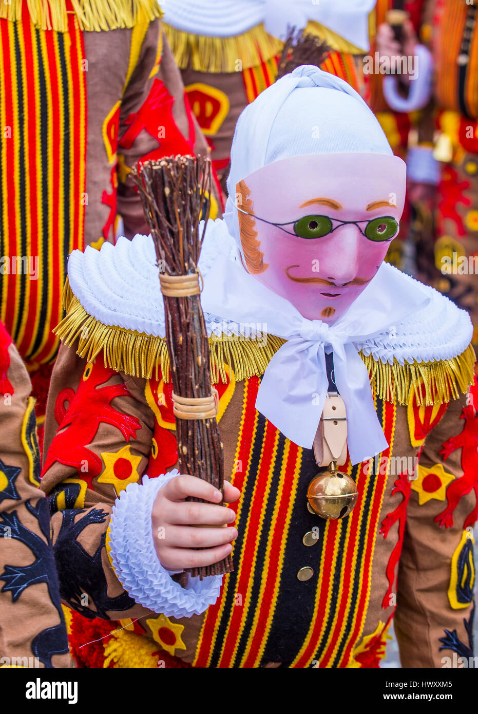 BINCHE , BELGIUM - FEB 26 : Participant in the Binche Carnival in ...
