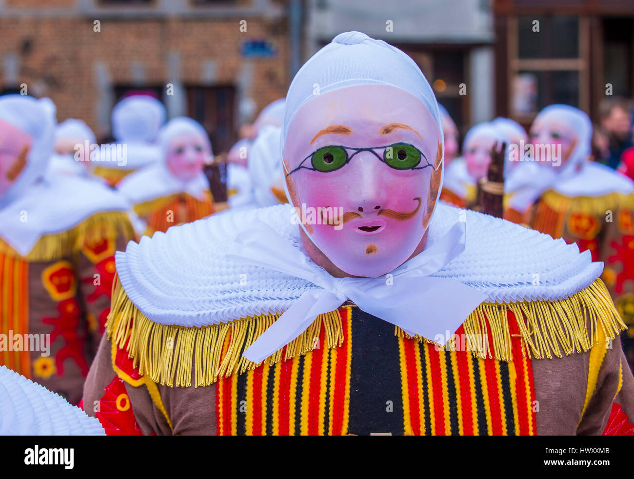 BINCHE , BELGIUM - FEB 26 : Participant in the Binche Carnival in ...