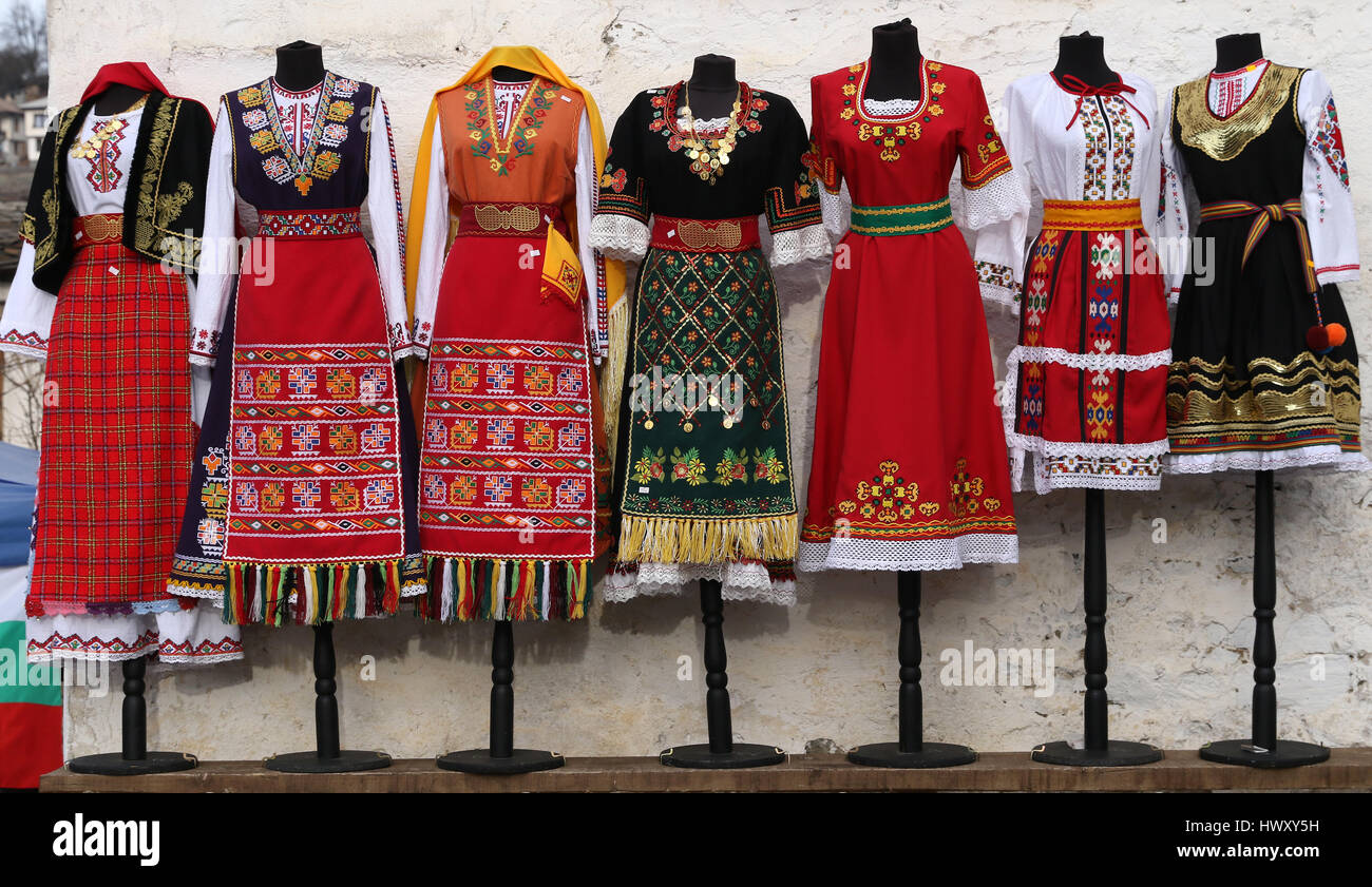 Authentic folk-style details of costumes from Bulgaria Stock Photo - Alamy