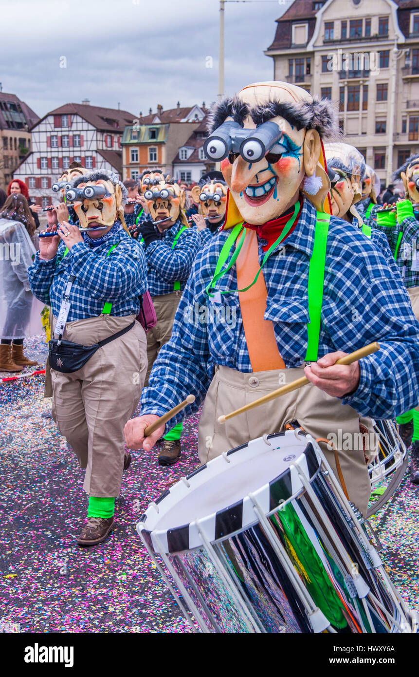 BASEL , SWITZERLAND - MARCH 08 : Participants in the Basel Carnival in ...
