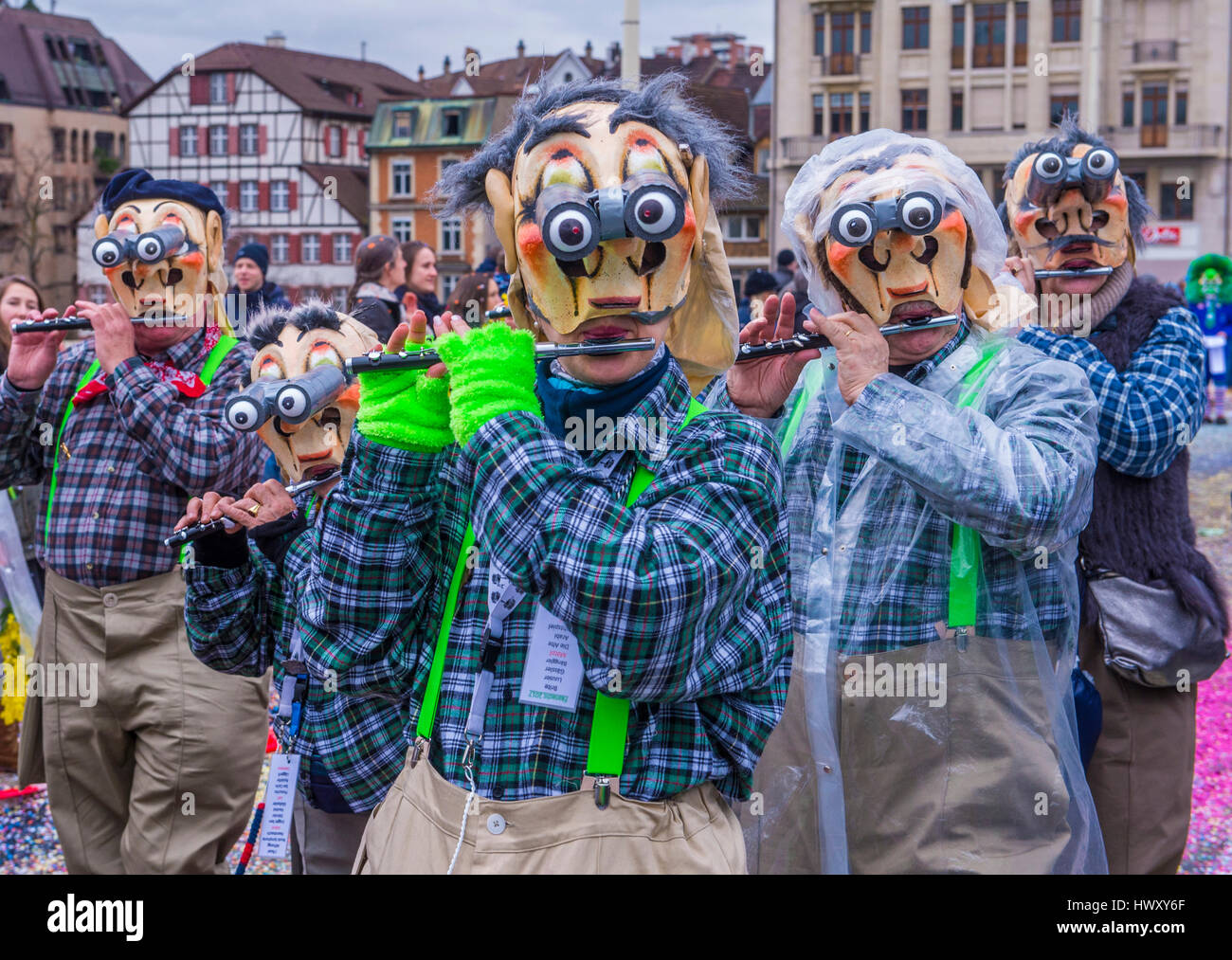 BASEL , SWITZERLAND - MARCH 08 : Participants in the Basel Carnival in ...