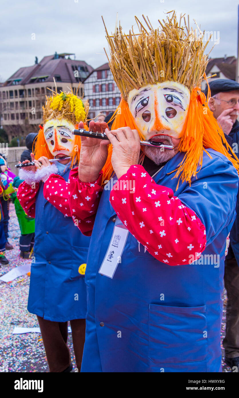BASEL , SWITZERLAND - MARCH 08 : Participants in the Basel Carnival in ...