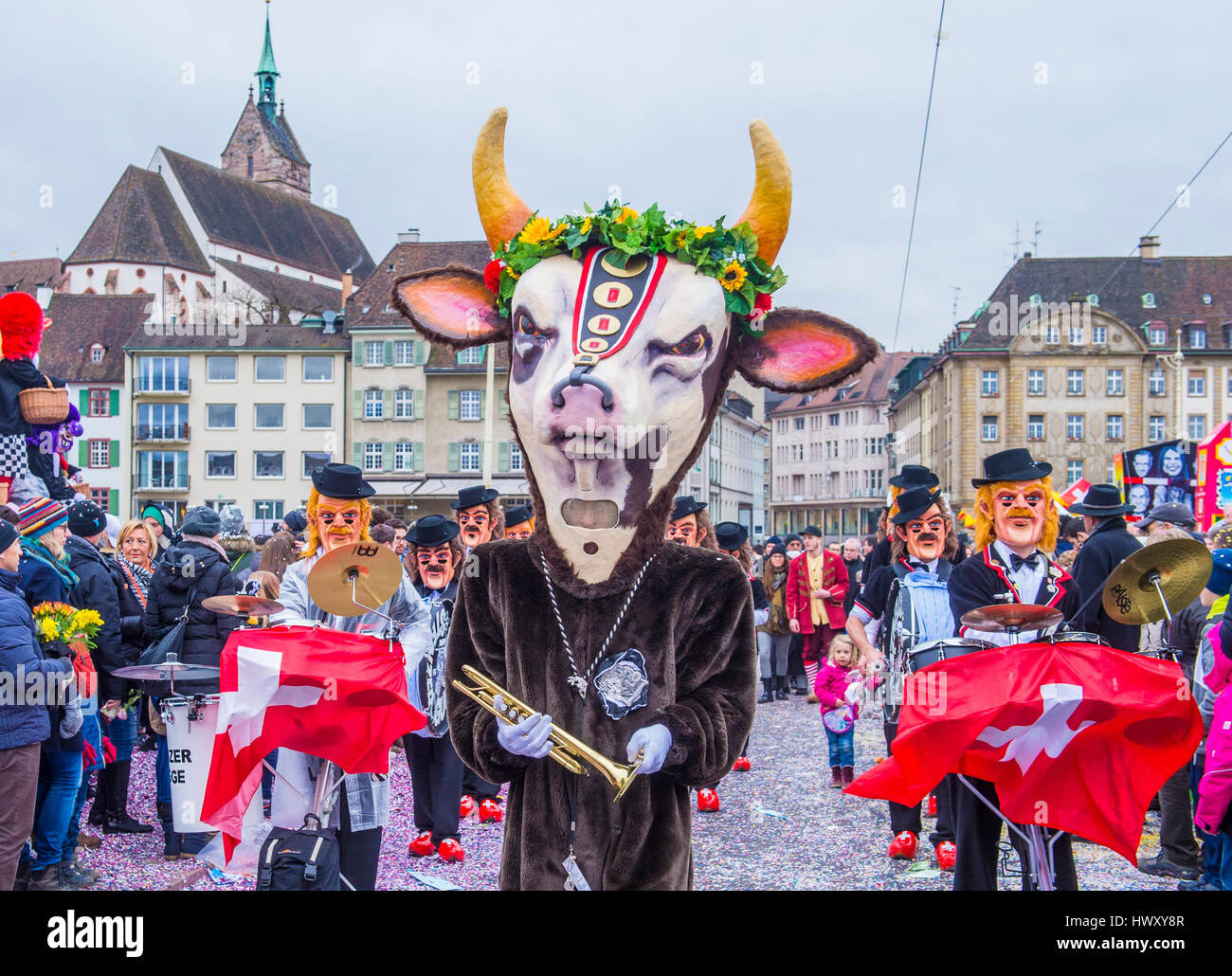 BASEL , SWITZERLAND - MARCH 08 : Participants in the Basel Carnival in ...